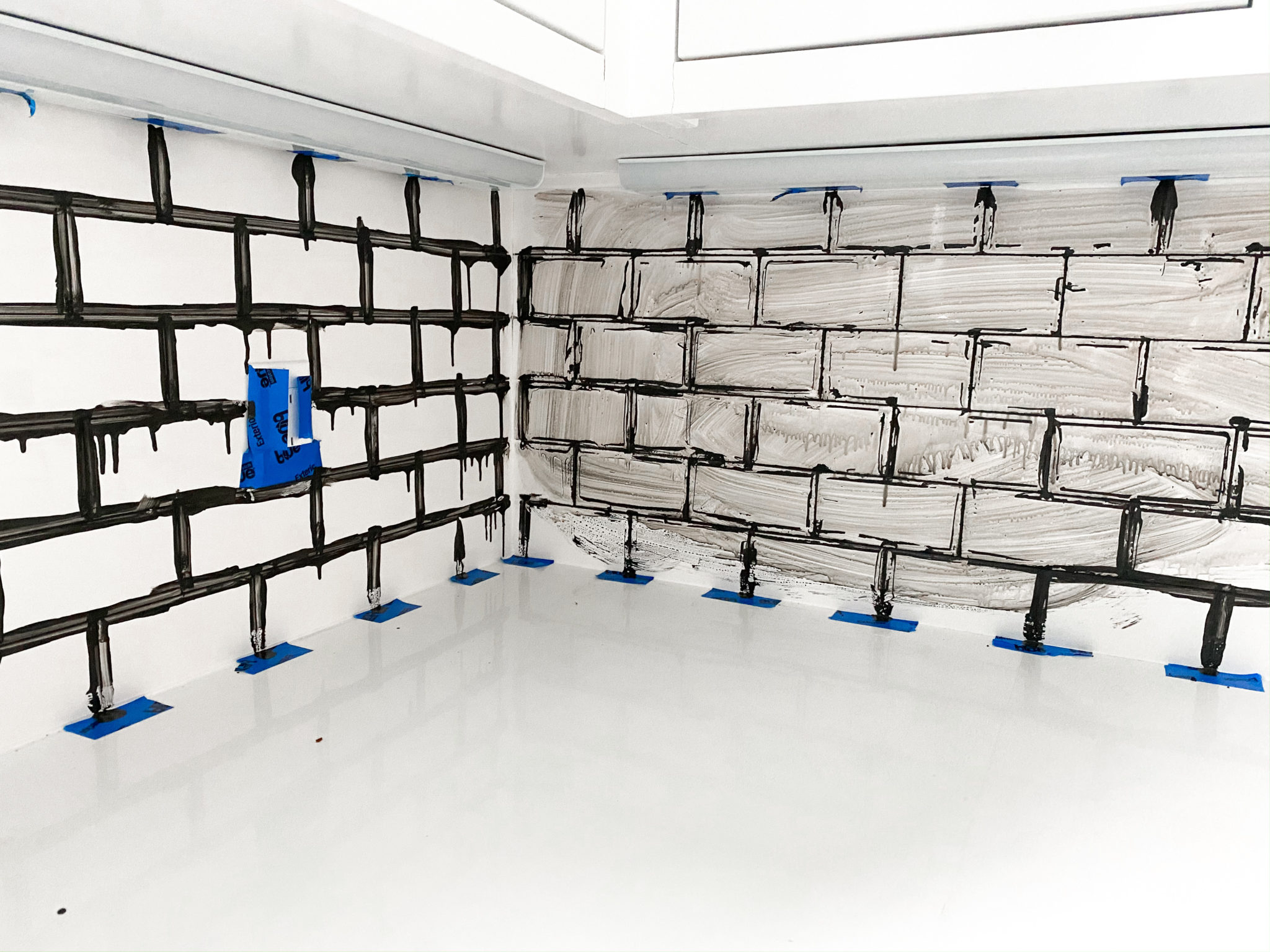 Kitchen Makeover for Under $25 - Grout Stain - Ali Manno (Fedotowsky)